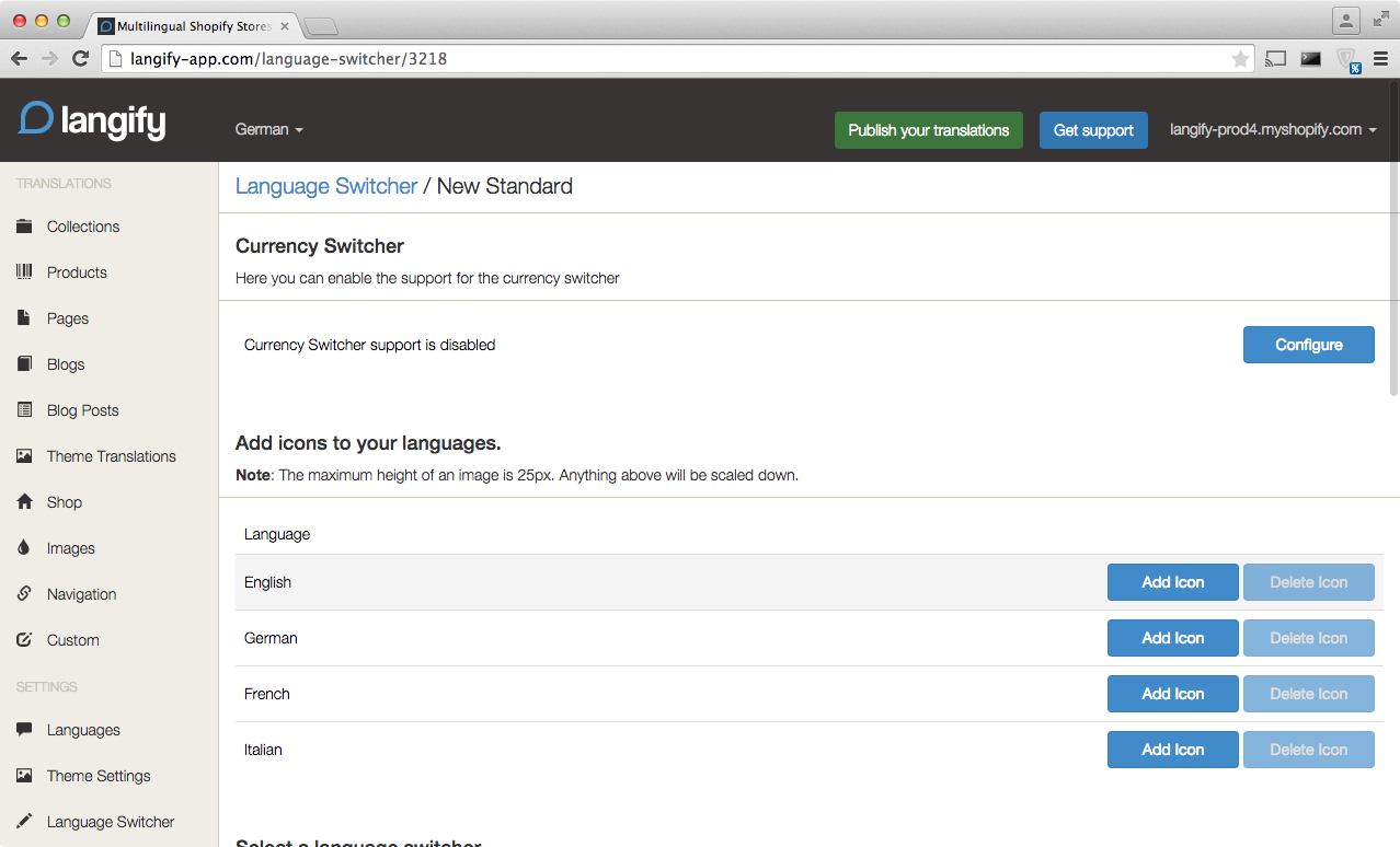 Changing the language switcher style (v1) : langify
